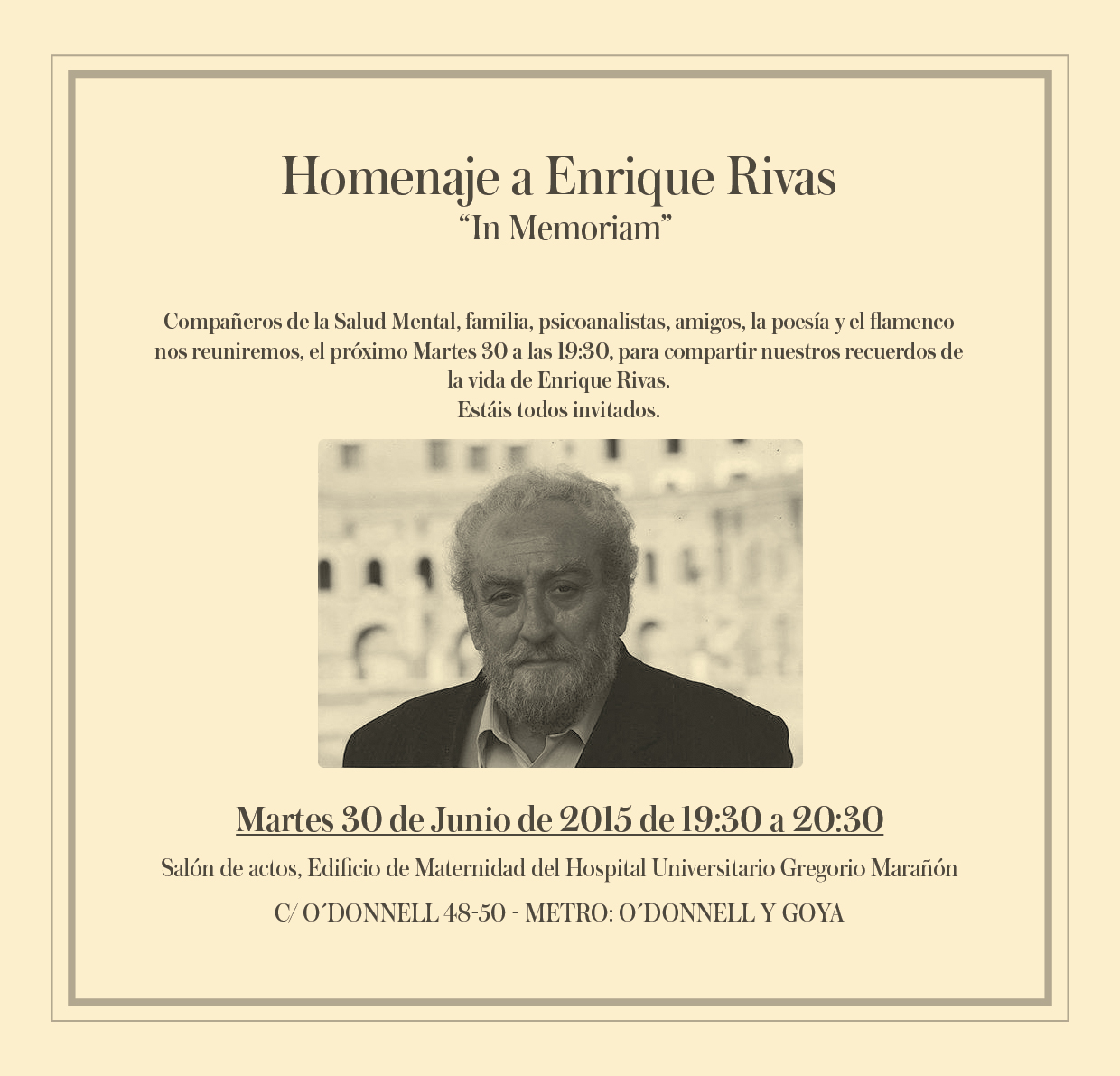 Homenaje a Enrique Rivas (30/06/15) | Asociación Madrileña de Salud Mental